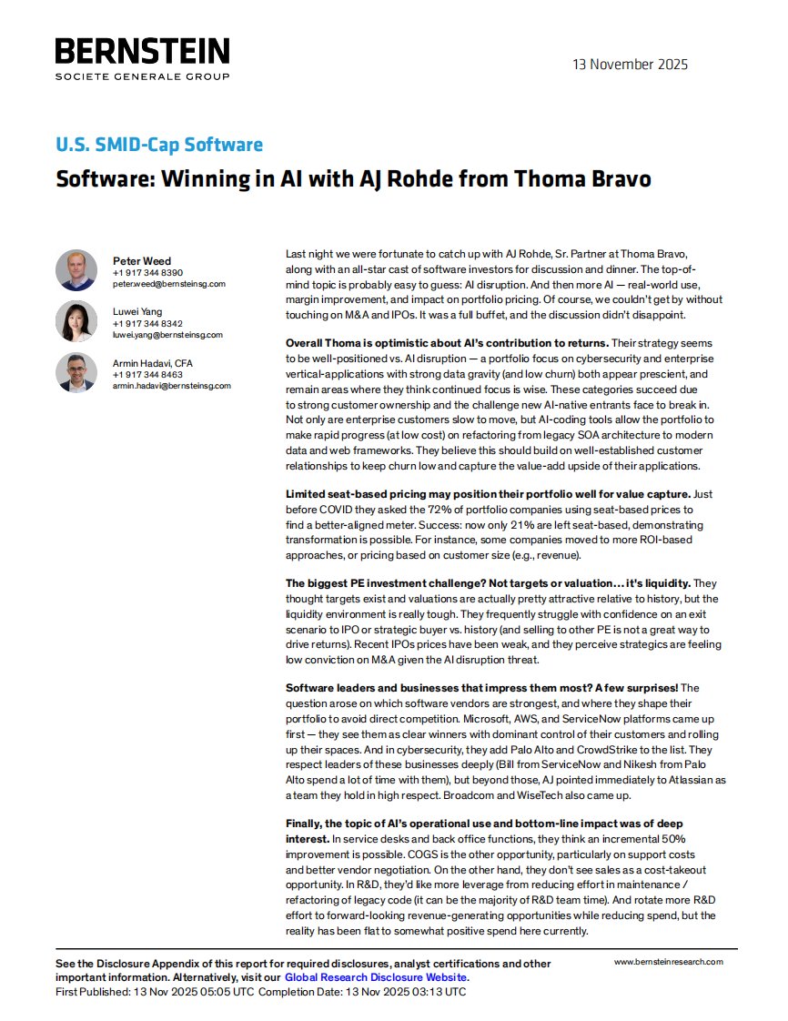 伯恩斯坦-软件：与Thoma Bravo的AJ Rohde一起在AI领域获胜-U.S. SMID-Cap Software Software ...